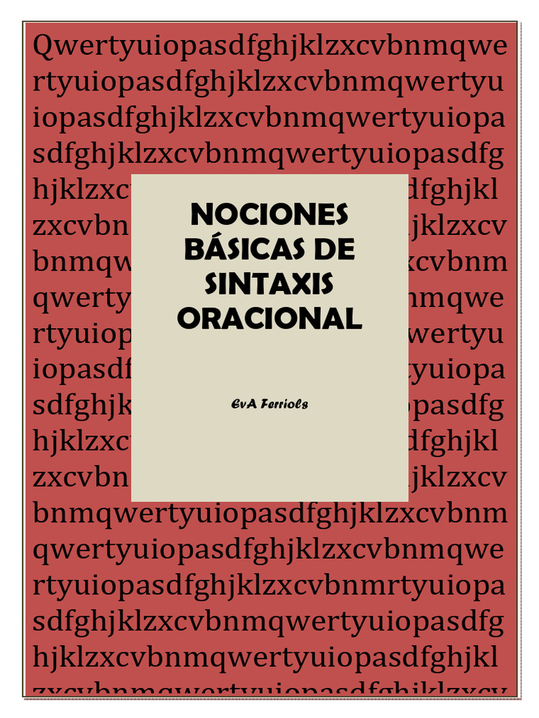 FERRIOLS Eva - Nociones Basicas de Sintaxis Oracional Española APUNTE | PDF | Oración ...