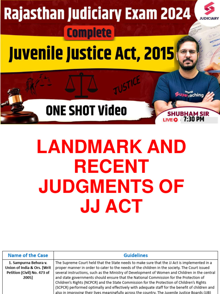 JJ Act Landmark and Recent Judgments | PDF | Crimes | Crime & Violence