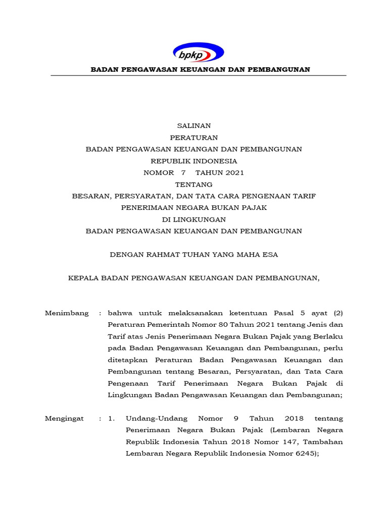 Salinan Peraturan BPKP Nomor 7 Tahun 2021 - Sign | PDF | Pengelolaan ...