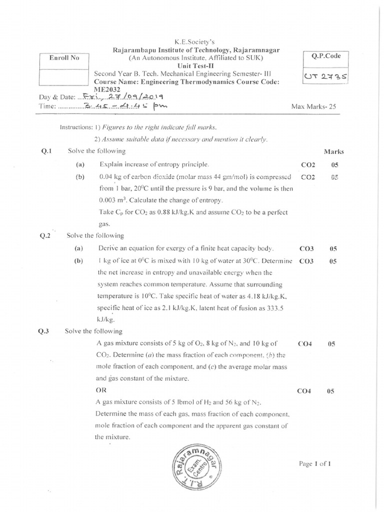 Mech Ut 2 Sem 1 | PDF