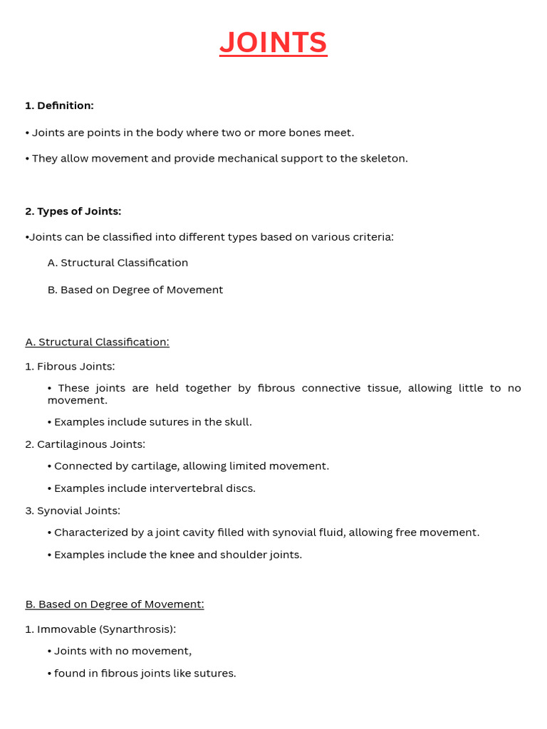 Joints | PDF | Joint | Cartilage