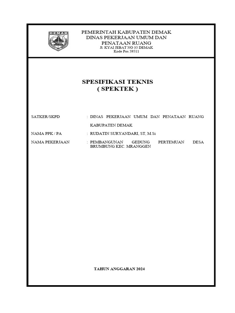 Spesifikasi Teknis Pendopo | PDF