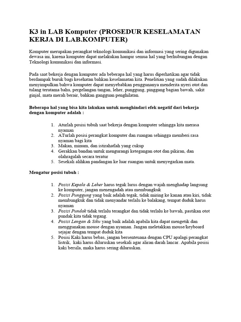K3 Di LAB Komputer | PDF