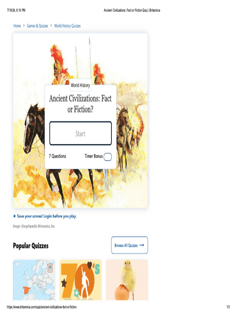 Ancient Civilizations - Fact or Fiction Quiz - Britannica | PDF