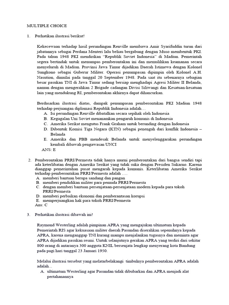 Latihan Soal PAT XII Sej Indo 2023 | PDF | Politik