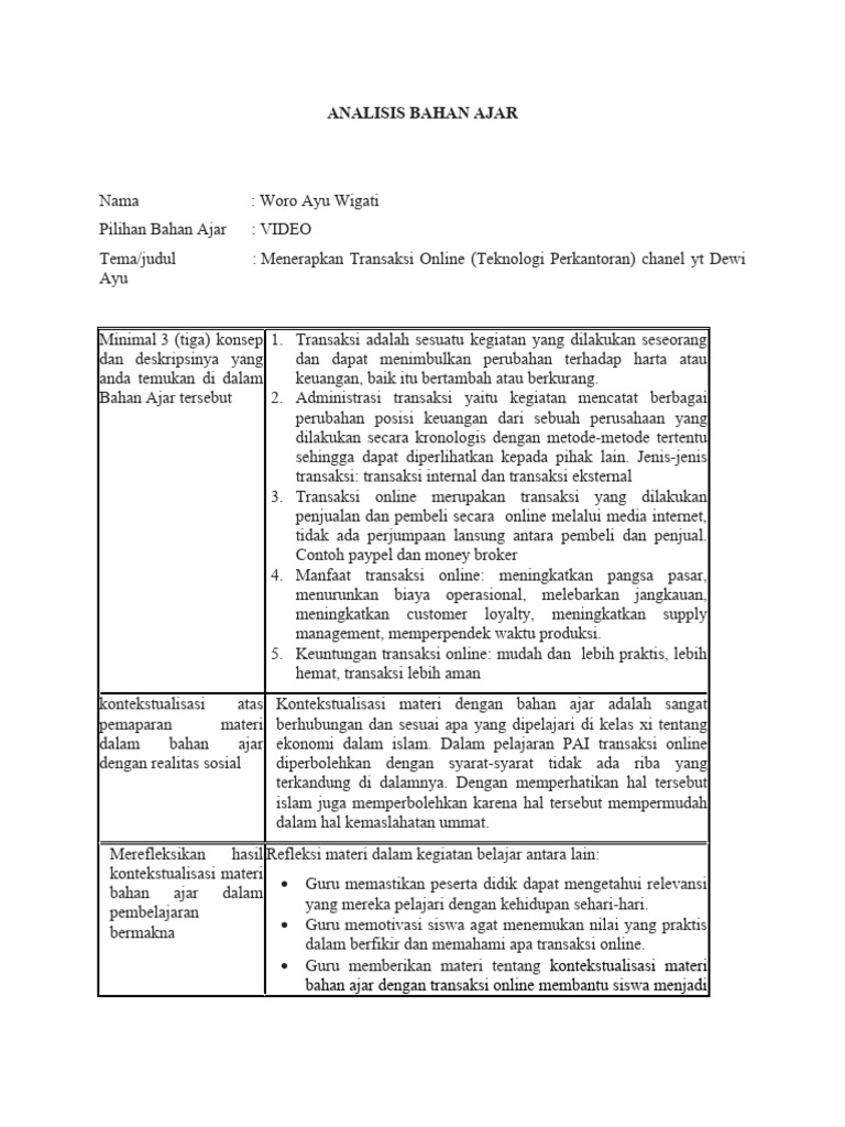 Analisis Bahan Ajar KB 2 | PDF