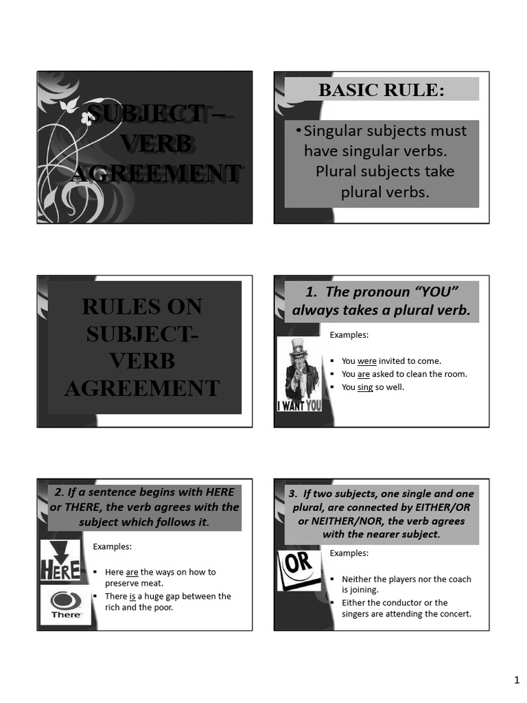 Subject-Verb Agreement Notes | PDF | Grammatical Number | Plural