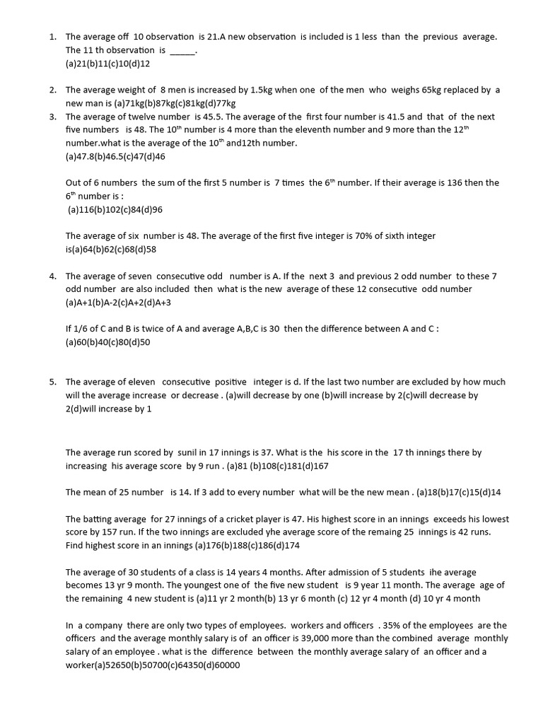 Average 1 | PDF | Arithmetic | Mathematics