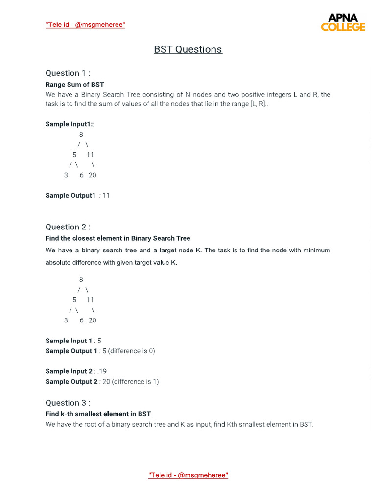 BST Questions | PDF