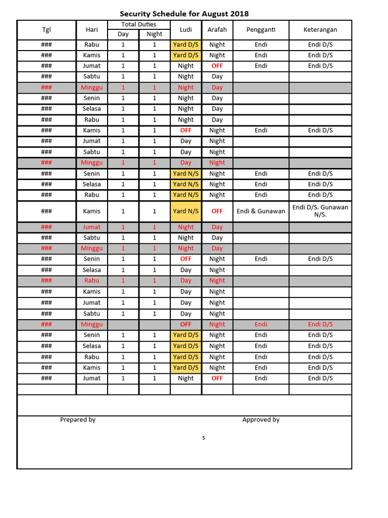 Security Schedule August 2018 | PDF