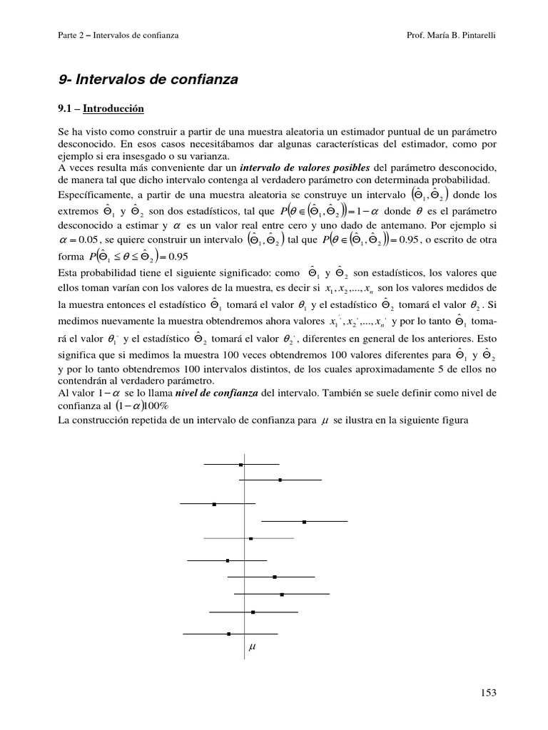 Lectura de apoyo Semana 10 Sesión 01 - Intervalos de confianza | PDF | Intervalo de confianza ...