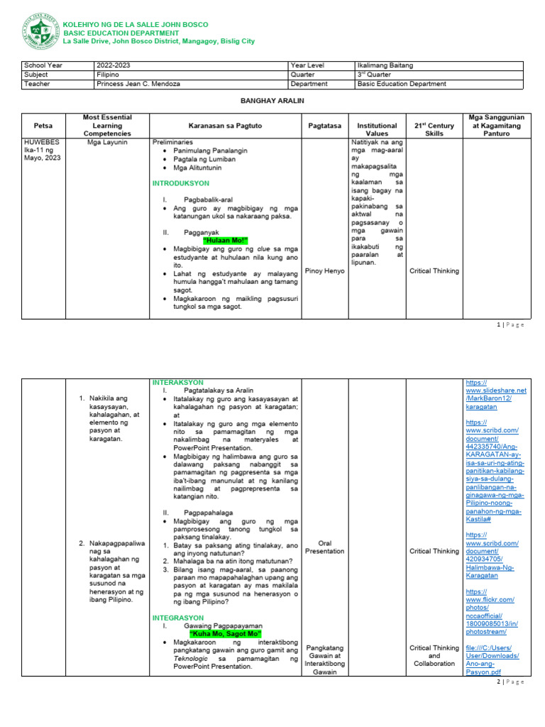 Panitikan - LP | PDF