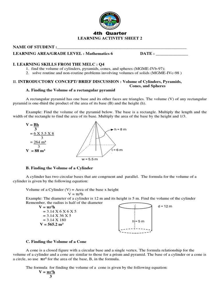 Las Math 6 | PDF | Sphere | Area