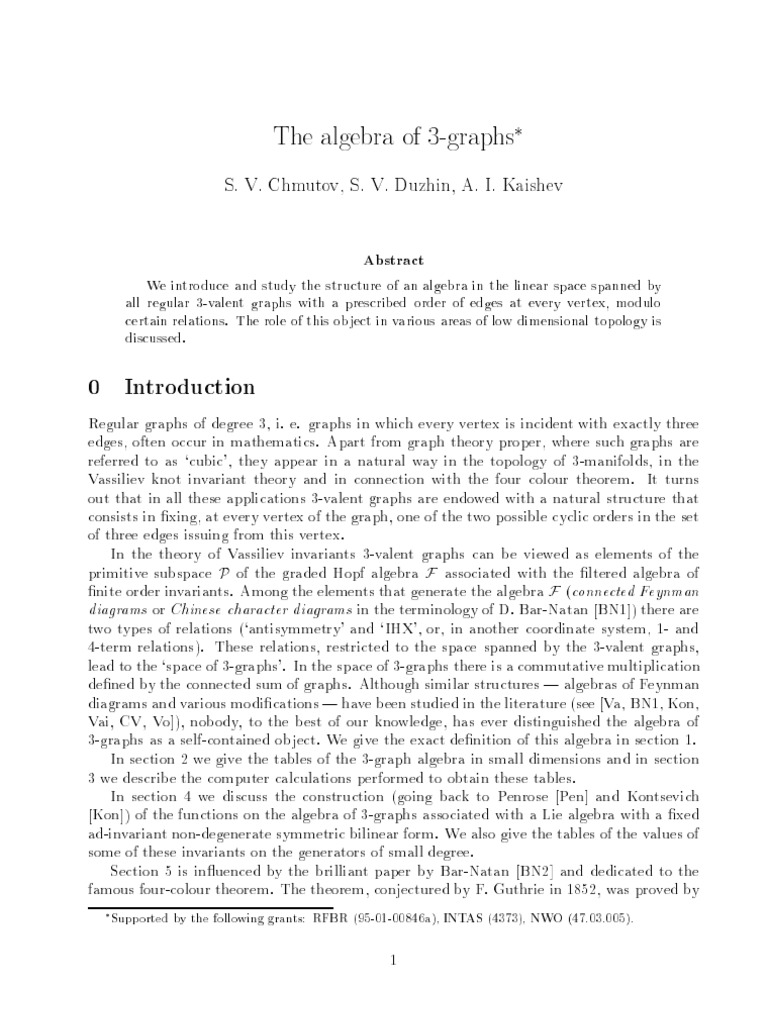 S.V. Chmutov, S.V. Duzhin and A. I. Kaishev - The Algebra of 3-Graphs ...