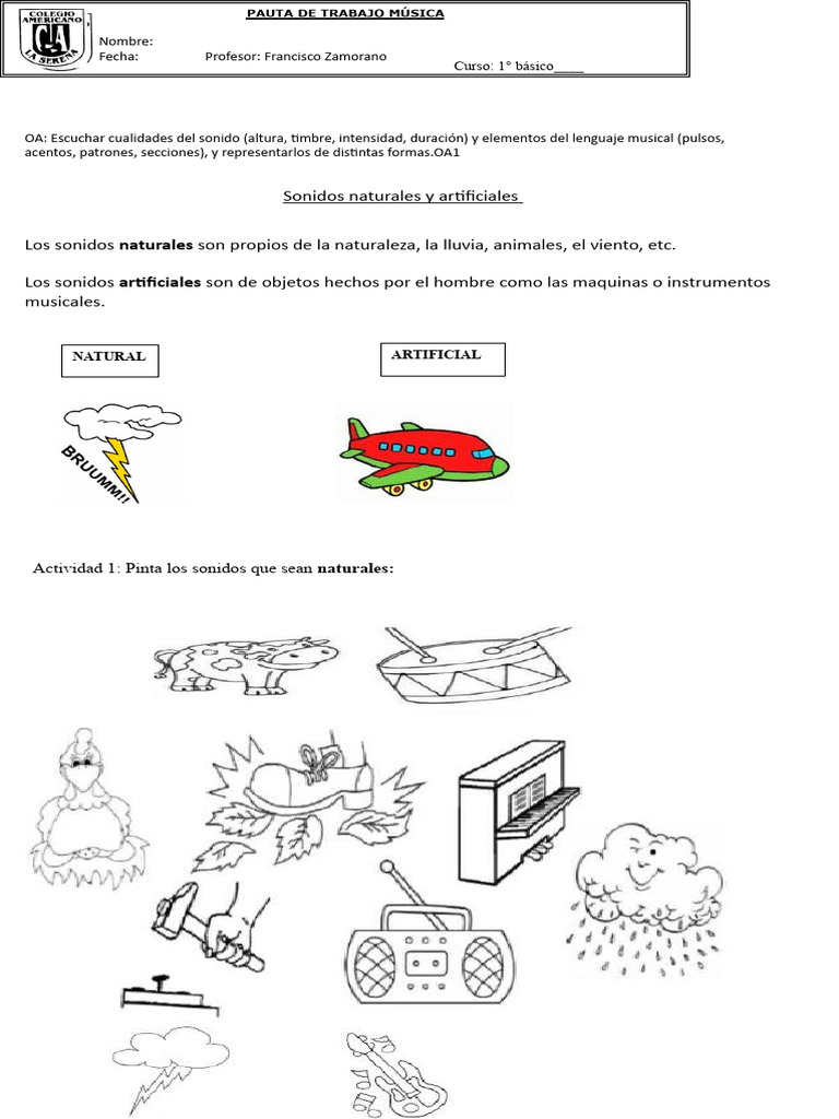 Identificar Sonidos Naturales y Artificiales | PDF