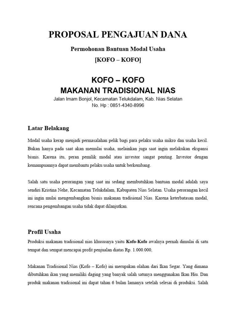 Contoh Proposal Pengajuan Dana 1 | PDF | Bisnis