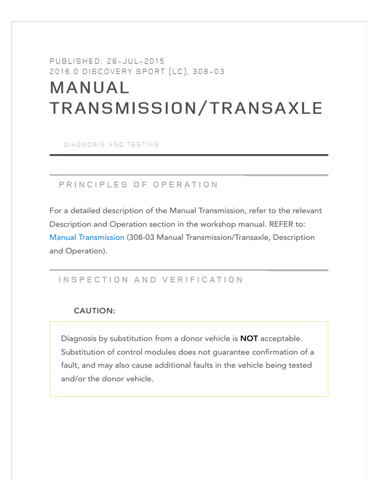 Manual Transmission - Transaxle Diagnosis and Testing | PDF | Manual ...
