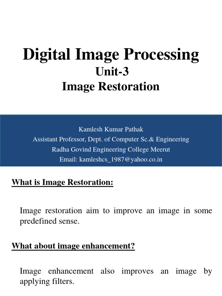 Unit3 Digital Image Processing | PDF | Probability Density Function | Fourier Transform