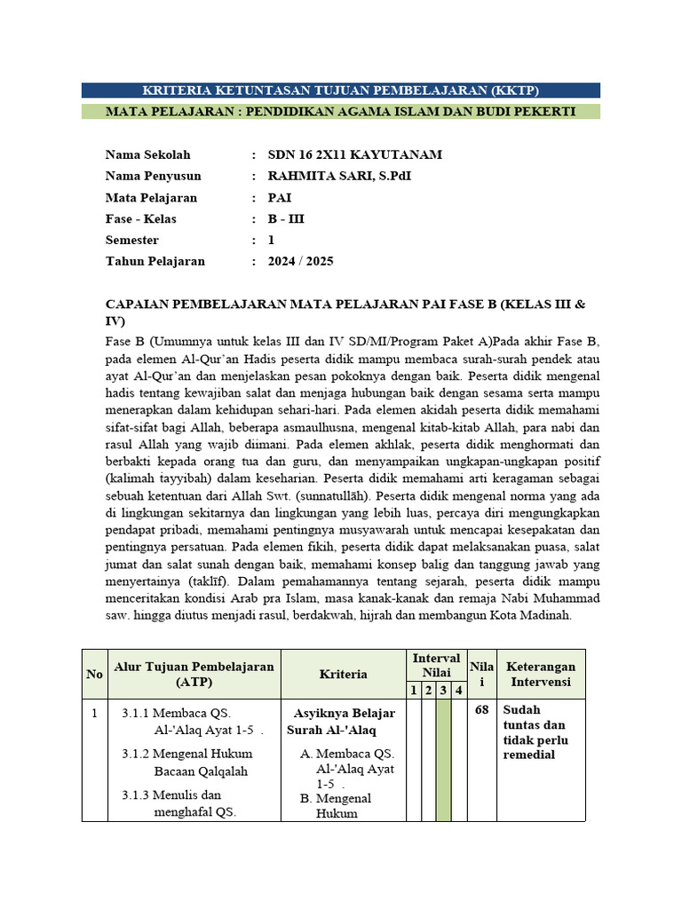 KKTP Pai 3 Sem 1 | PDF