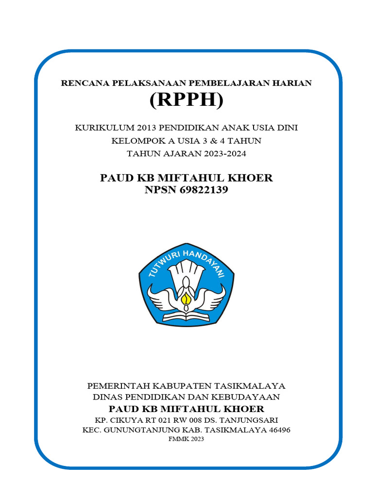 RPPH PAUD Alam Semesta Usia 3-6 Tahun | PDF