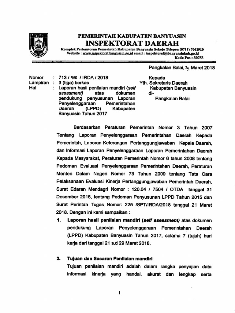 Laporan Hasil Penilaian Mandiri Self Asessment | PDF