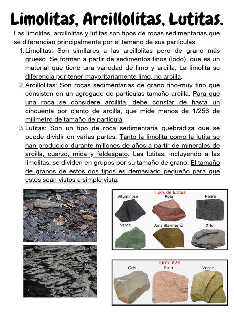 Limolitas, Arcillolitas, Lutitas. | PDF