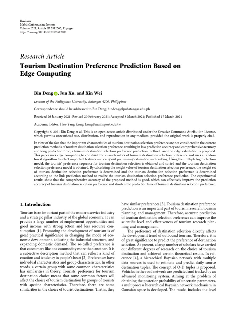 Tourism Destination Preference Prediction Based On | PDF | Attitude ...