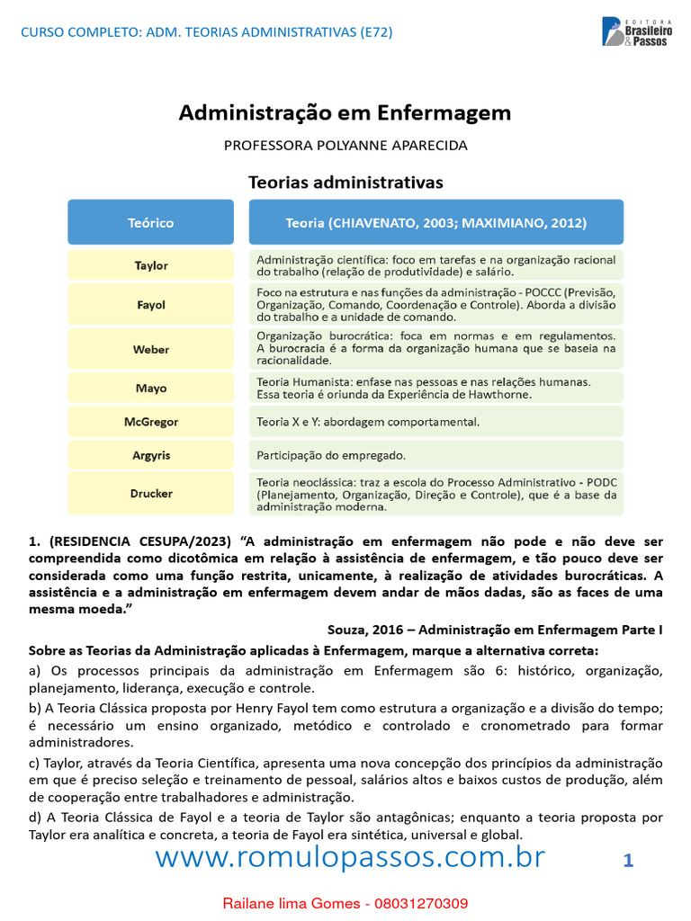Teorias de Adiministração Enfer Romulo | PDF | Science | Motivação