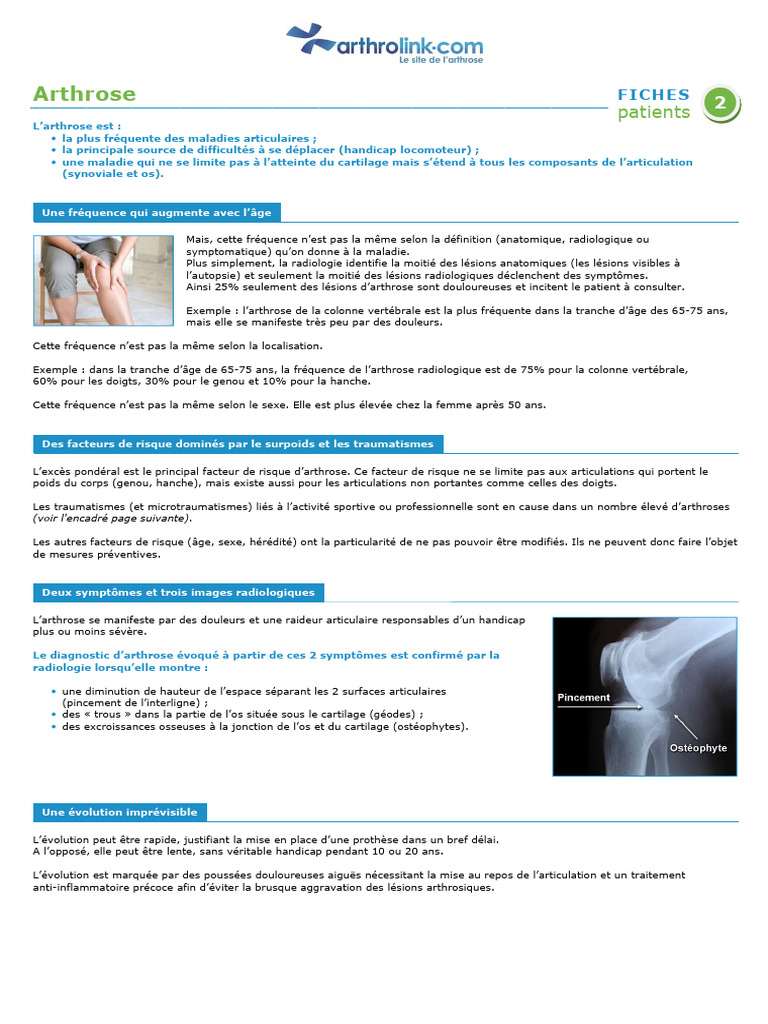 Comprendre l'arthrose et ses traitements | PDF | Arthrose | Médecine ...