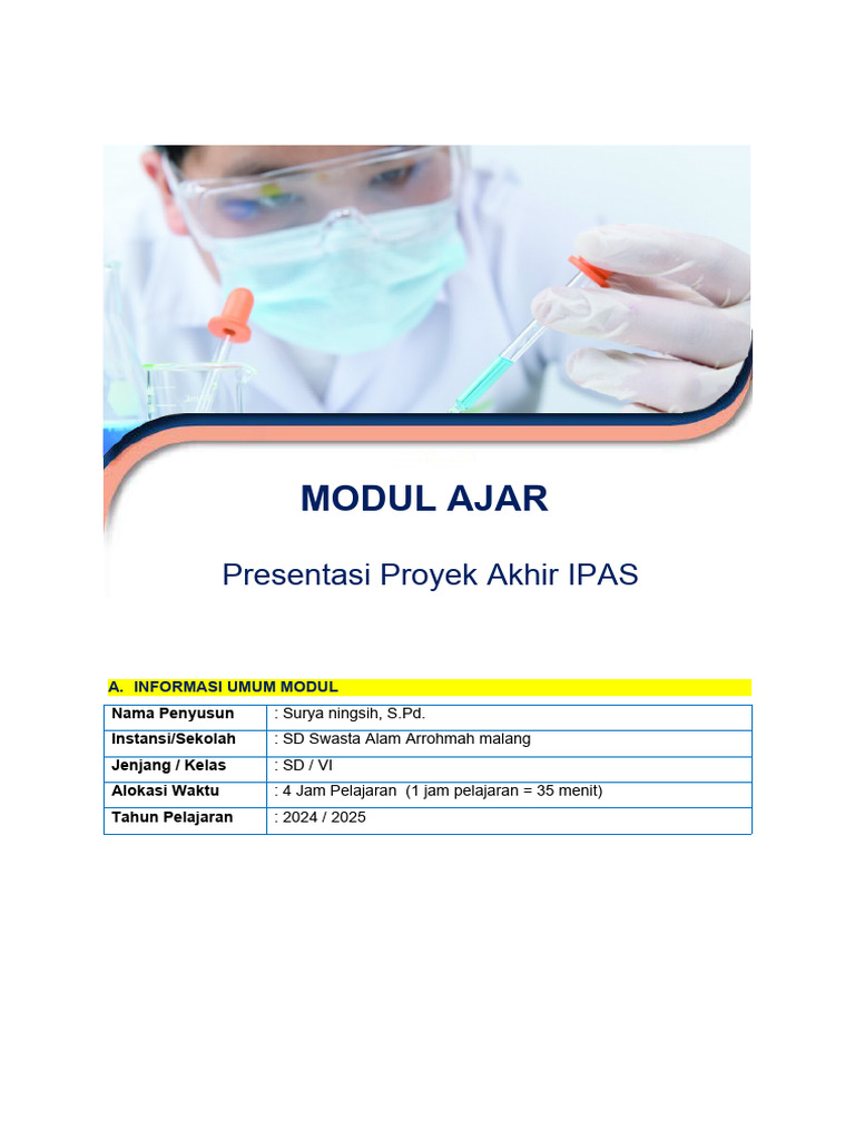 Mentoring Proyek Akhir IPAS SD VI | PDF | Sains & Matematika