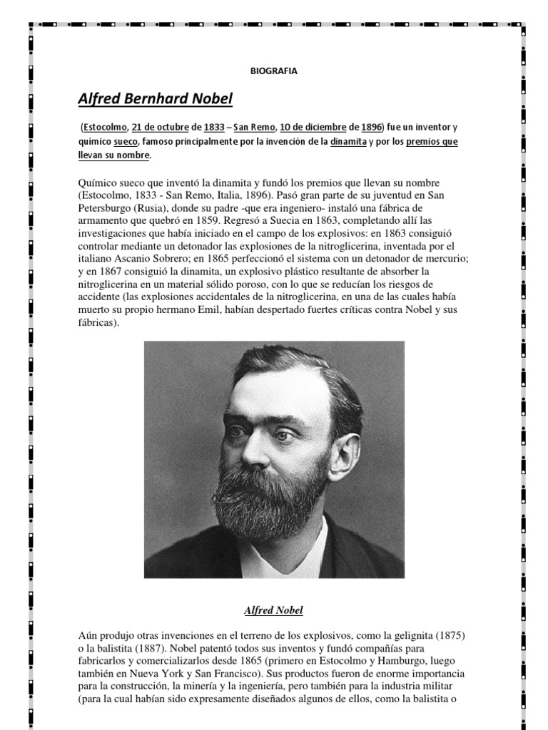 Alfred Bernhard Nobel | Ciencia y Tecnología | Ciencia