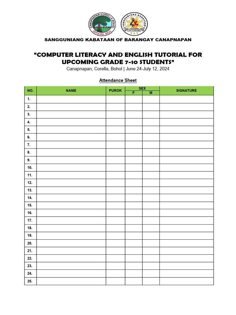Tutorial Attendance Sheet | PDF