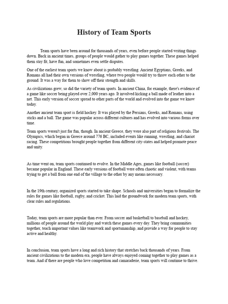 History of Team Sports | PDF | Sports