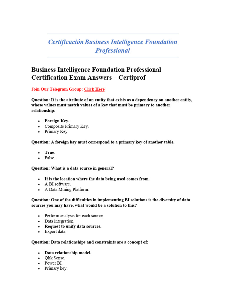 Certificación Business Intelligence Foundation Professional | PDF ...