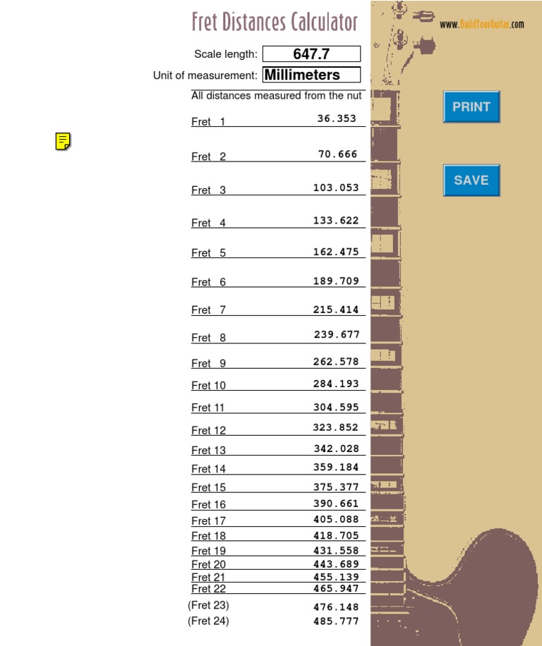 Fret Distances and Scale Length Data | PDF | Home & Garden