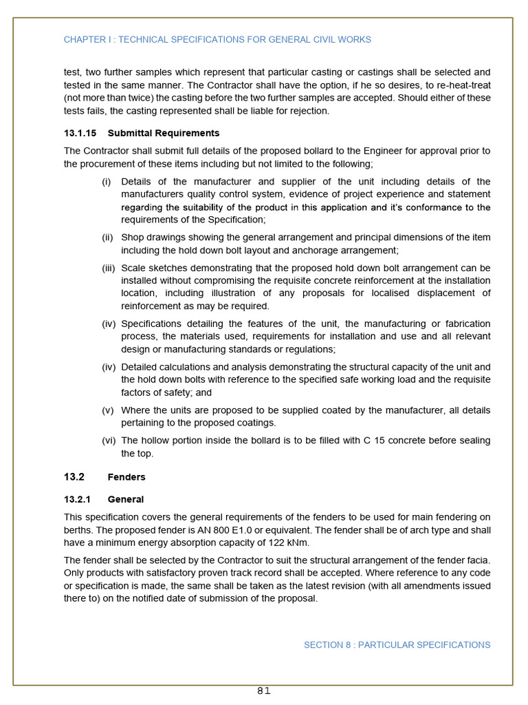 Civil Works Technical Specifications | PDF | Specification (Technical Standard) | Materials