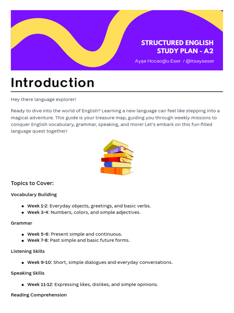 Structured English Study Plan by Ayşe Eser | PDF | English Language | Verb