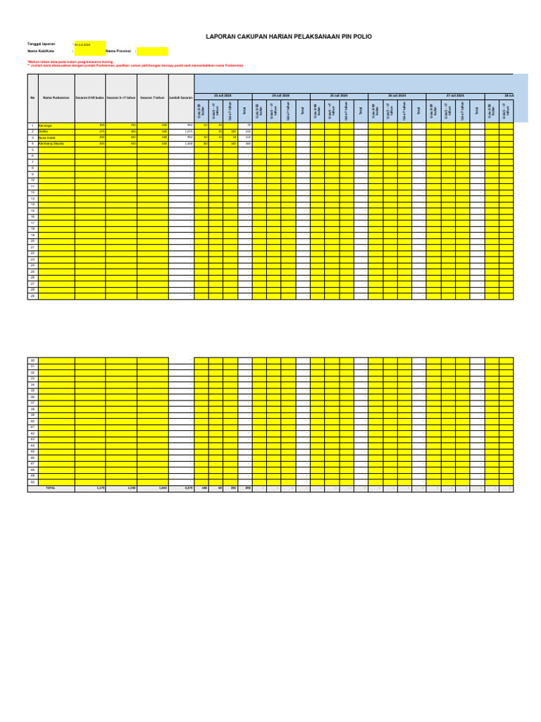 V1. Laporan PIN Polio Tingkat KabKota | PDF