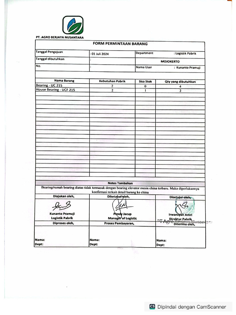 Form Pengajuan Barang | PDF