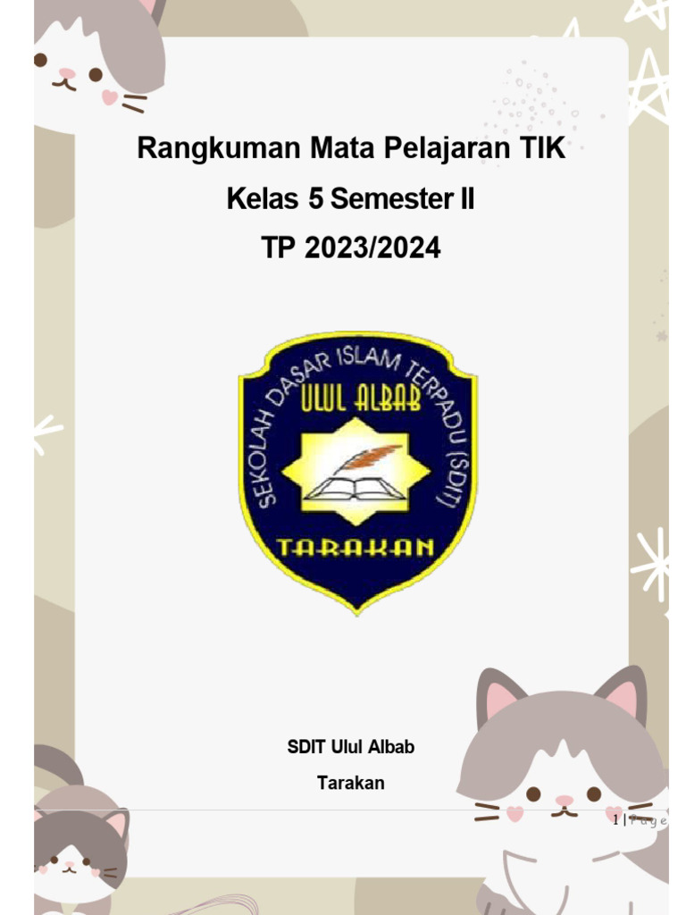 Rangkuman Tik KLS 5 SM 2 TP 2023-2024 | PDF