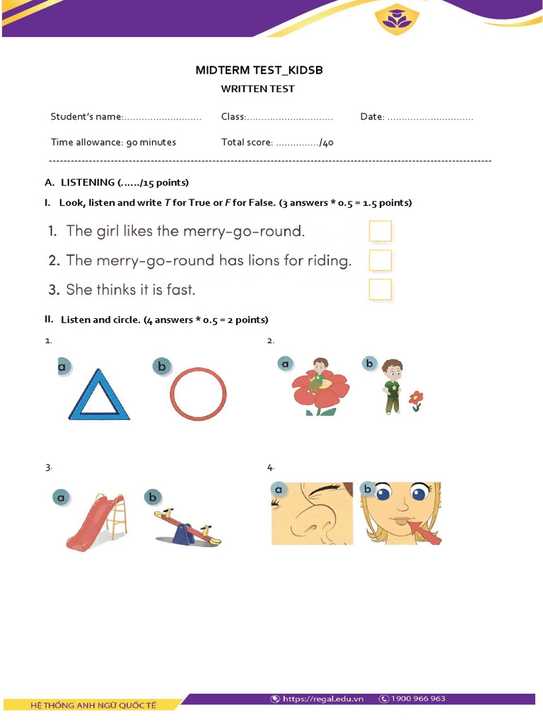 Kids' Midterm Test Instructions | PDF