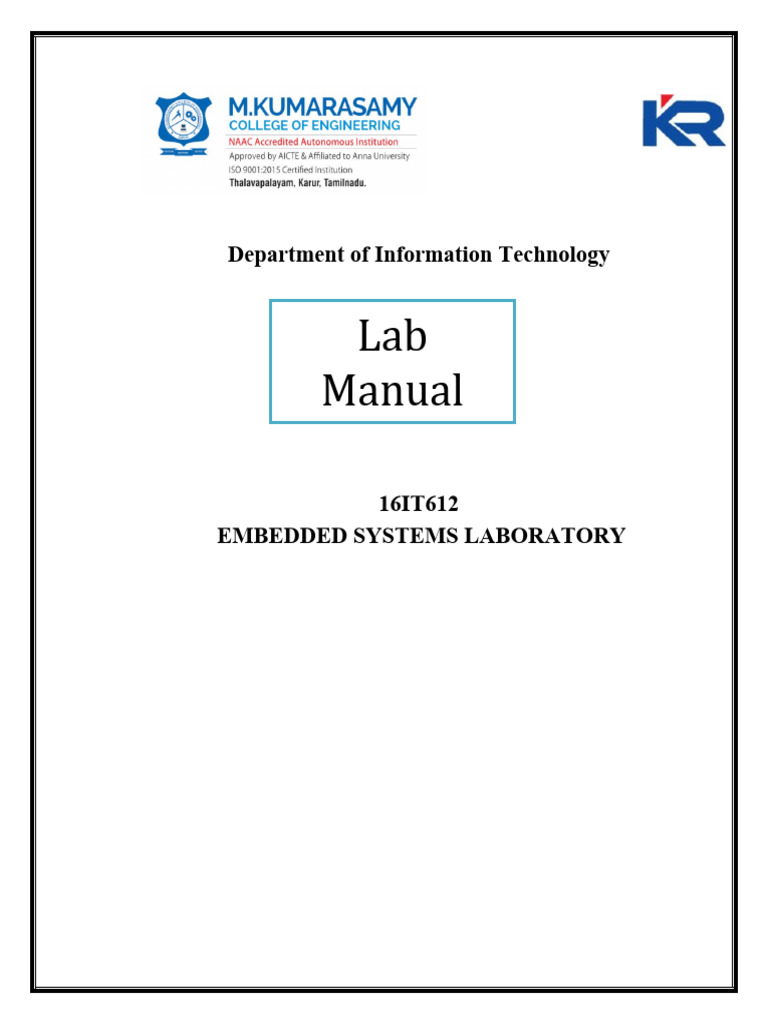16it612 Embedded Systems Lab Pdf Microcontroller Arduino