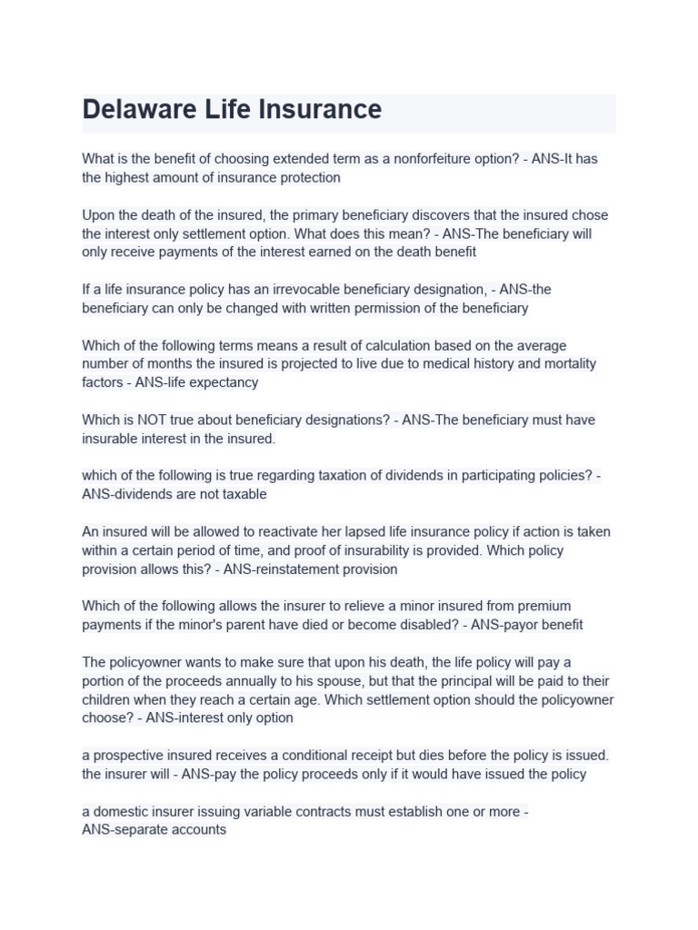 Delaware Life Insurance | PDF | Insurance | Life Insurance