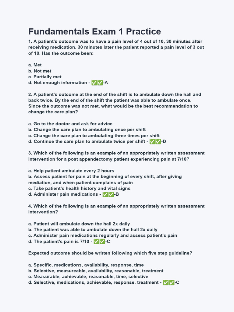 Fundamentals Exam 1 Practice | PDF | Physical Examination | Nursing