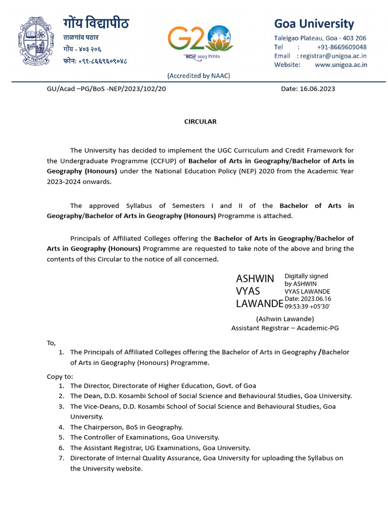 BA Geography Syllabus 2023-24 | PDF | Astronomy | Climate Change