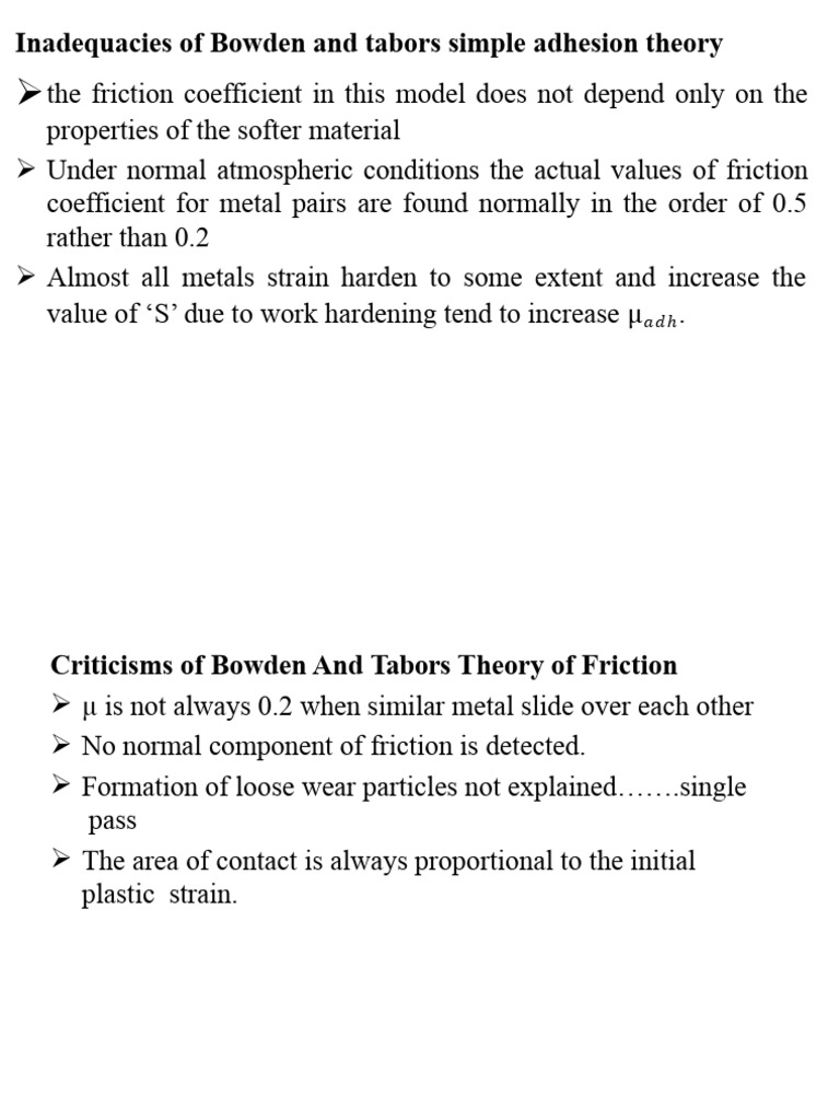 Critique of Bowden-Tabor Friction Theory | PDF | Wear | Friction