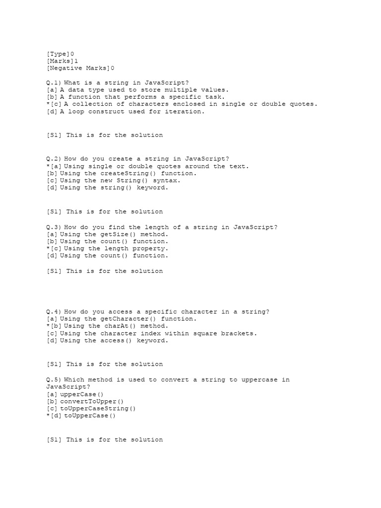 Java Script Mcq Set Paper 5 Pdf Document Object Model Boolean Data Type 6036