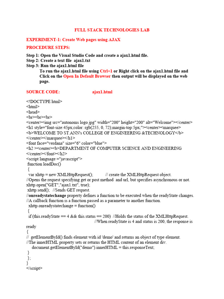 Create Web Pages with AJAX Tutorial | PDF | Computers