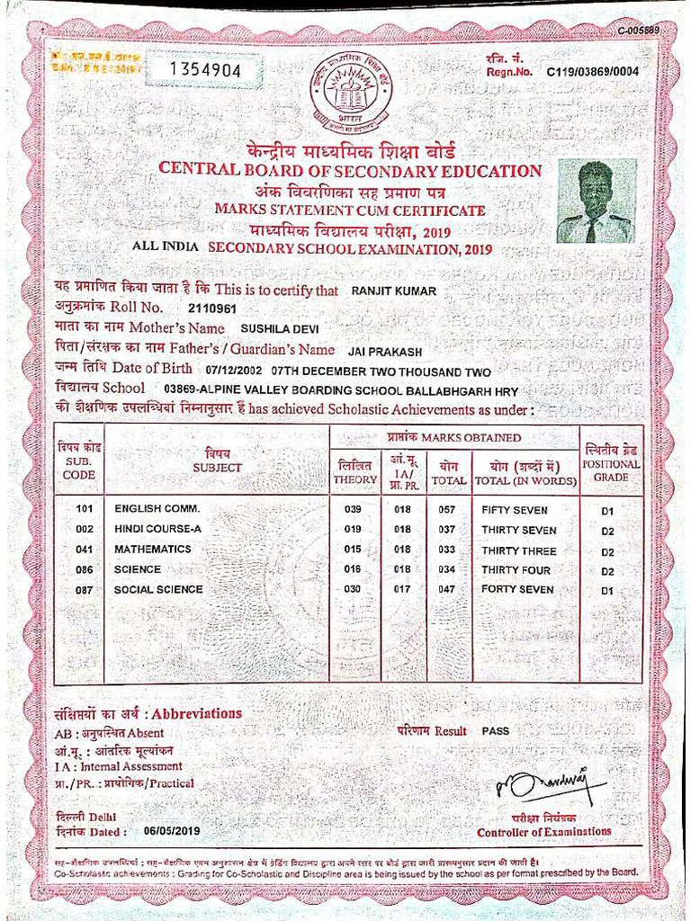 10TH Marksheet - 11zon | PDF