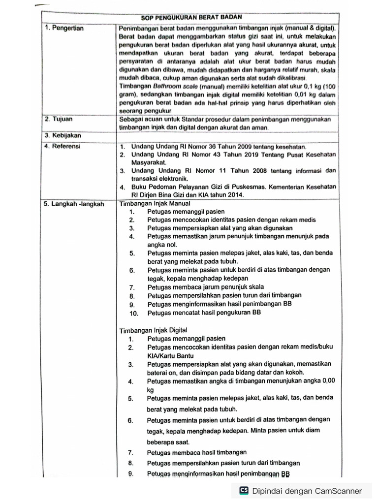 SOP Pengukuran BB | PDF
